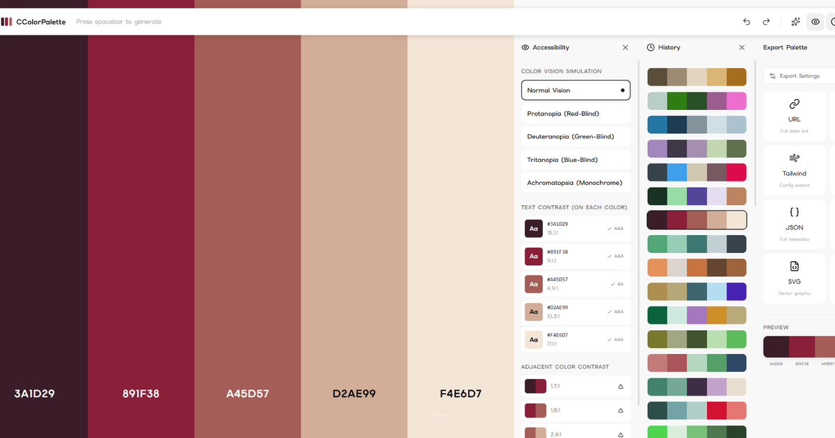 CColorPalette - Free Accessible Color Palette Generator